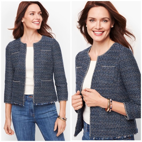 Talbots | Jackets & Coats | Nwt Talbots Airy Tweed Woven Jacket Womens ...